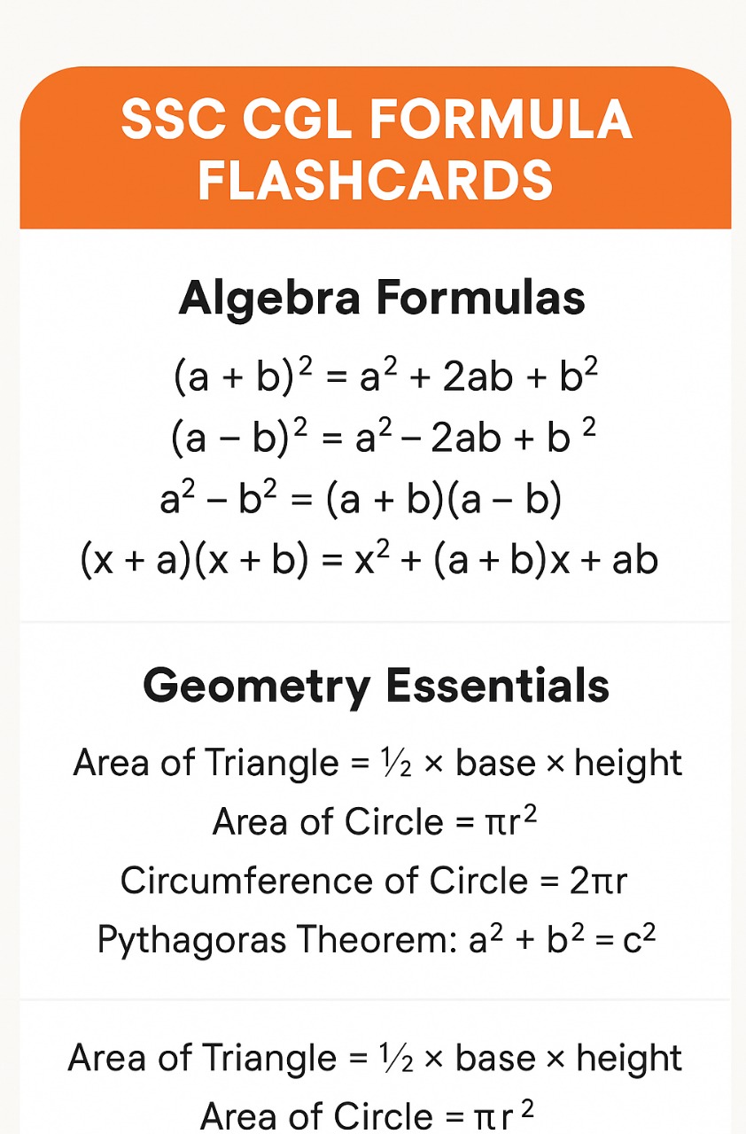SSC CGL Formula Flashcards (Downloadable) - NetPractice | SSC CGL ...